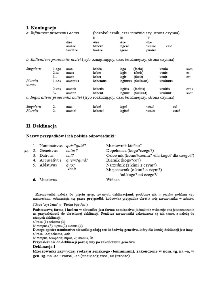 Łacina Odmiana Czasowników | PDF