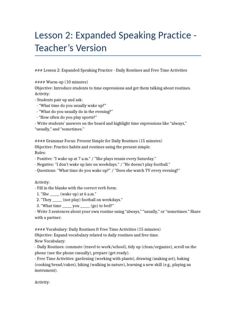 Lesson 2 Teacher Version Expanded | PDF | Paragraph | Syntax