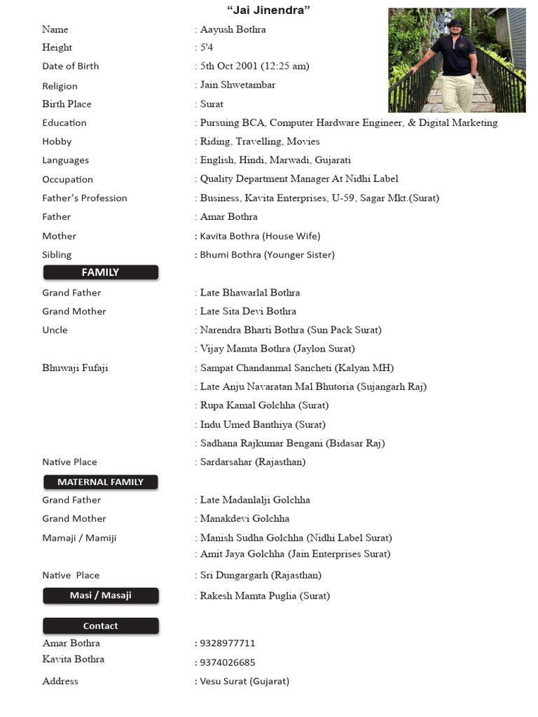 Aayush Biodata | PDF