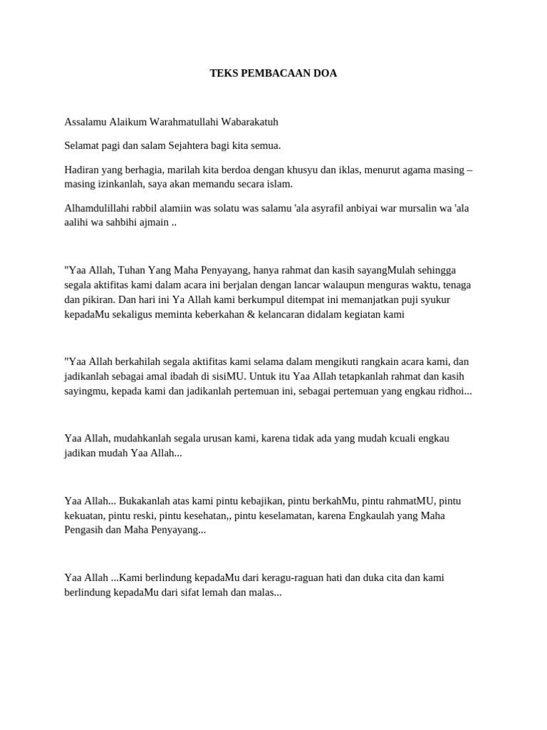 TEKS PEMBACAAN DOA PORNIKES 2024 | PDF