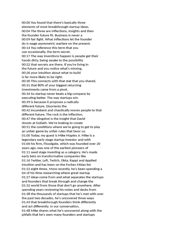 Pattern Breakers - How To Find A Breakthrough Startup Idea - Mike Maples, Jr. (Partner at ...