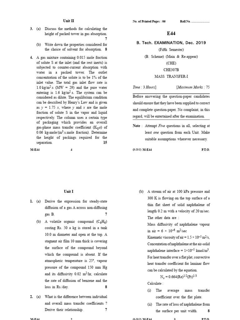 CHE307B | PDF | Humidity | Physical Sciences