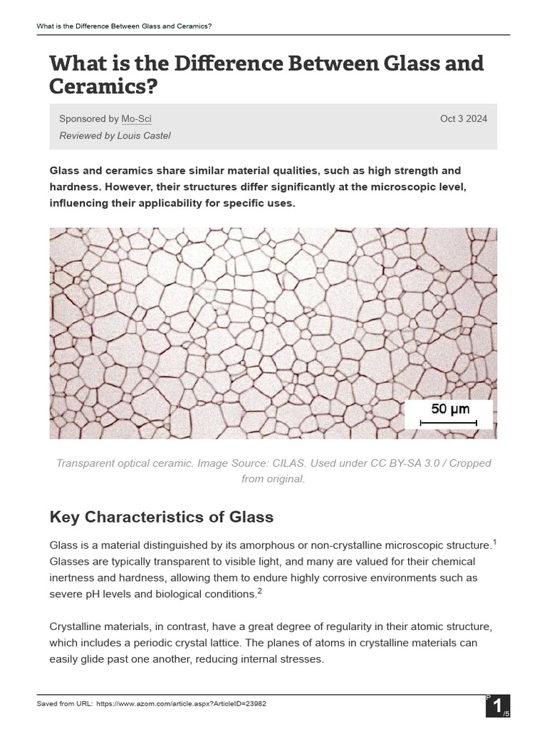 Glass vs Ceramics: Key Differences Explained | PDF | Ceramics | Glasses