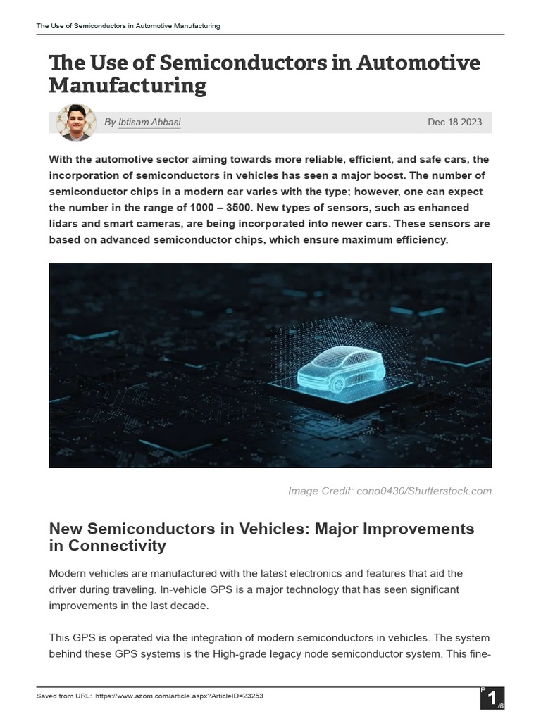 The Use of Semiconductors in Automotive Manufacturing | PDF | Electric ...