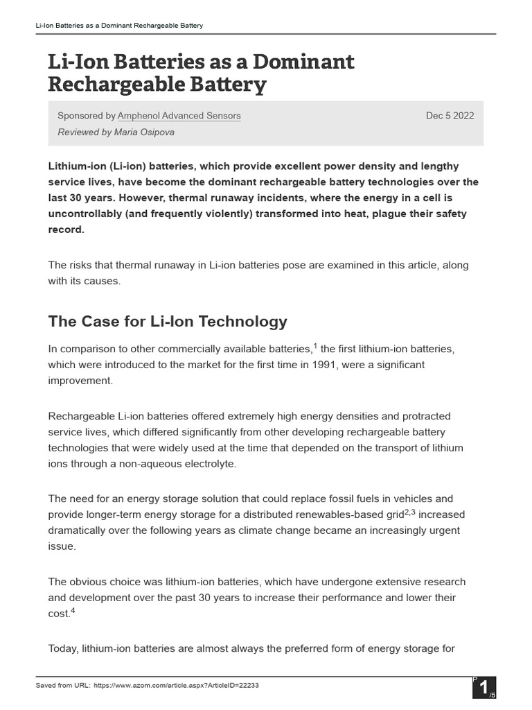 Li Ion Battery Safety And Thermal Runaway Pdf Lithium Ion Battery