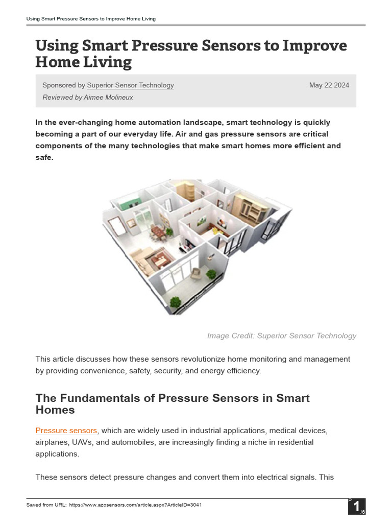 Using Smart Pressure Sensors To Improve Home Living | PDF | Sensor ...