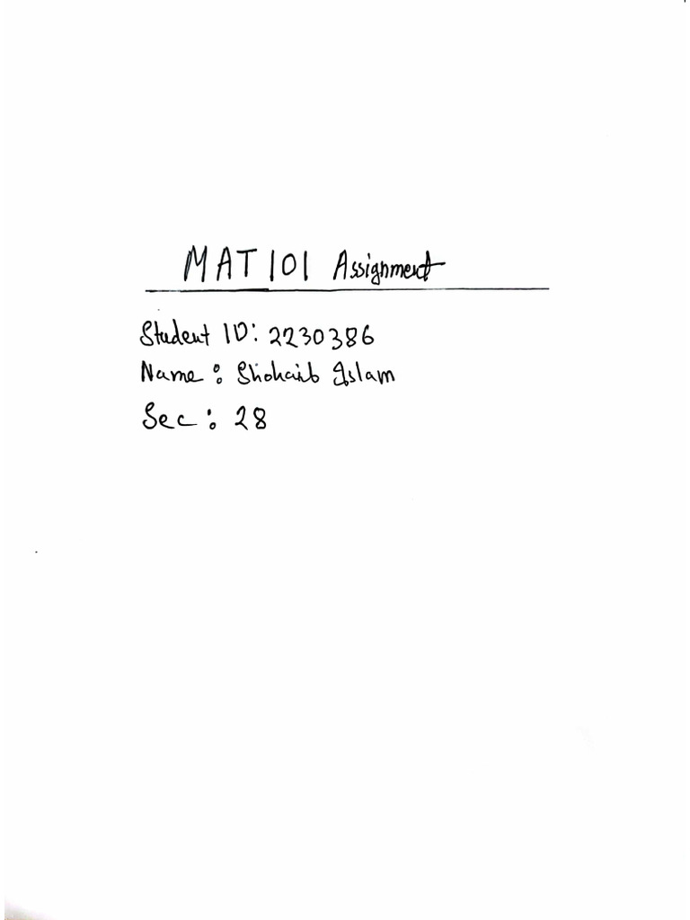 Mat101 ASSIGNMENT | PDF
