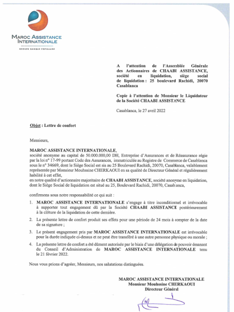 LETTRE DE CONFORT | PDF