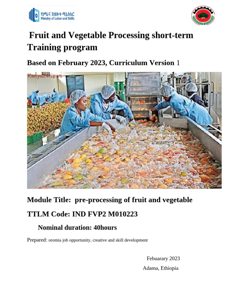 Fruit & Vegetable Processing Training | PDF | Vegetables | Pallet