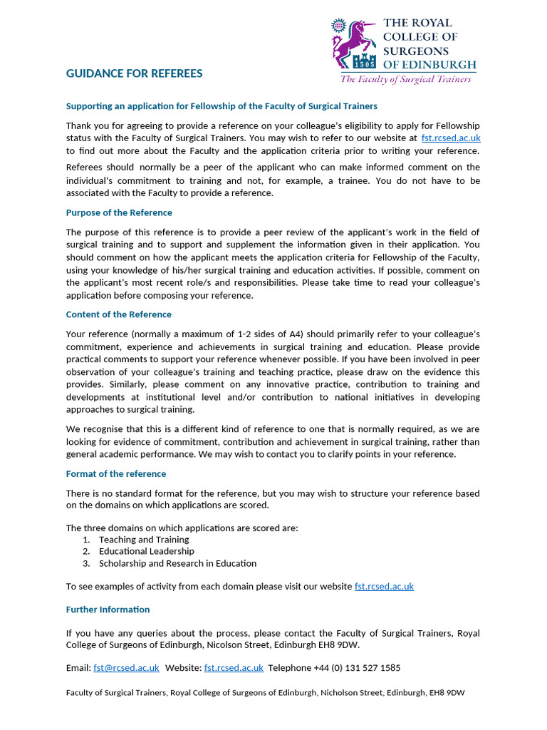Referee Guidance for FST Fellowship | PDF