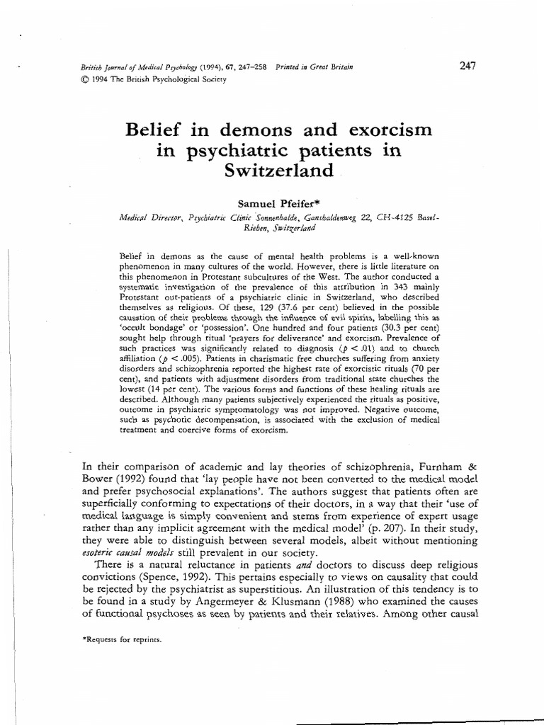 Belief in Demons and Exorcism | PDF