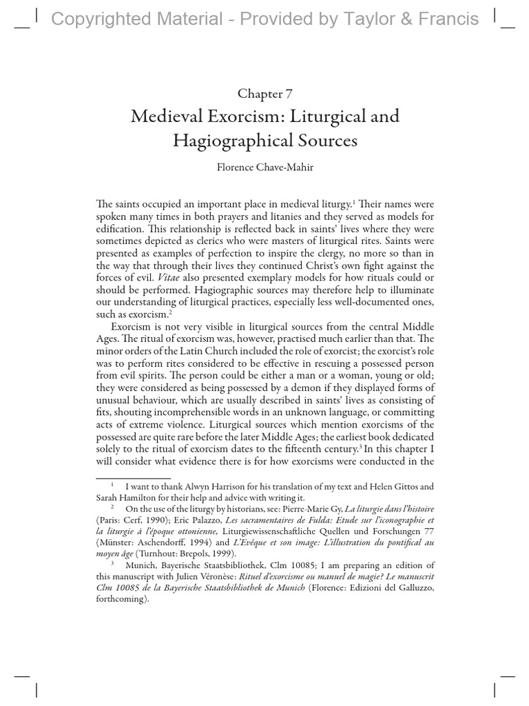 Medieval Exorcism Liturgical and Hagiogr | PDF | Exorcism