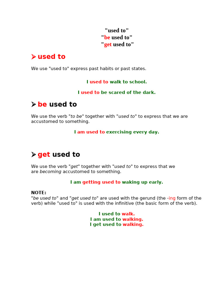 Used to Be Used to Get Used To | PDF