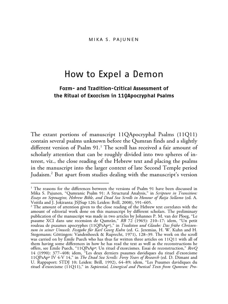 How To Expel A Demon Form and Tradition | PDF | Demons | Dead Sea Scrolls