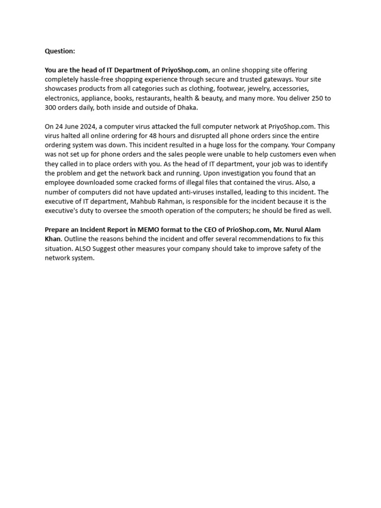 Sample Question and Answer - Incident Report | PDF | Antivirus Software ...