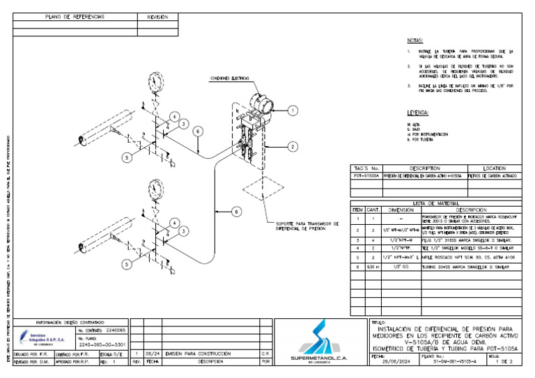 51-Dm-001-V5105-A, Isométrico de Tubería y Tubing para Pdt-5105a 1 de 2 ...