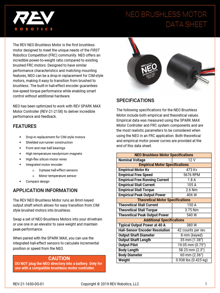 Am-4258 NEO Brushless Motor - Data Sheet | PDF | Electric Motor ...
