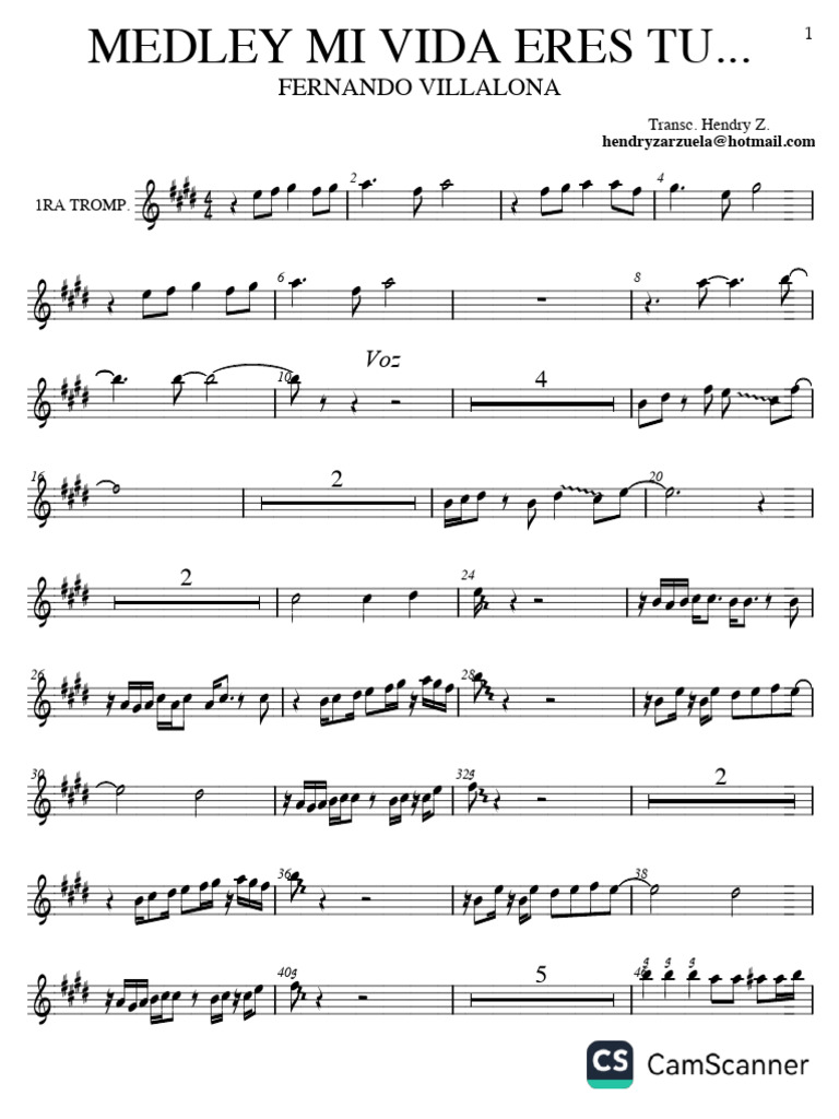 Fernando Villalona Medley Mi Vida Eres Tu 1ra Tromp | PDF
