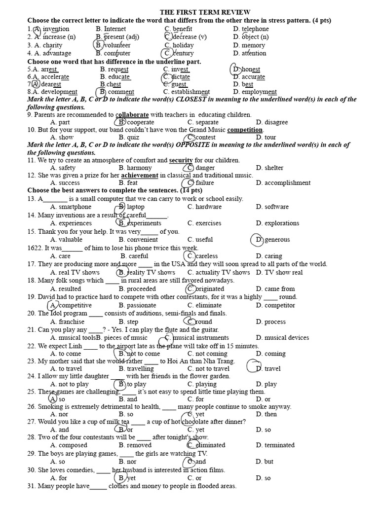 The First Term Review 1 - Copy - 241225 - 090511 | PDF | Potato Chip ...