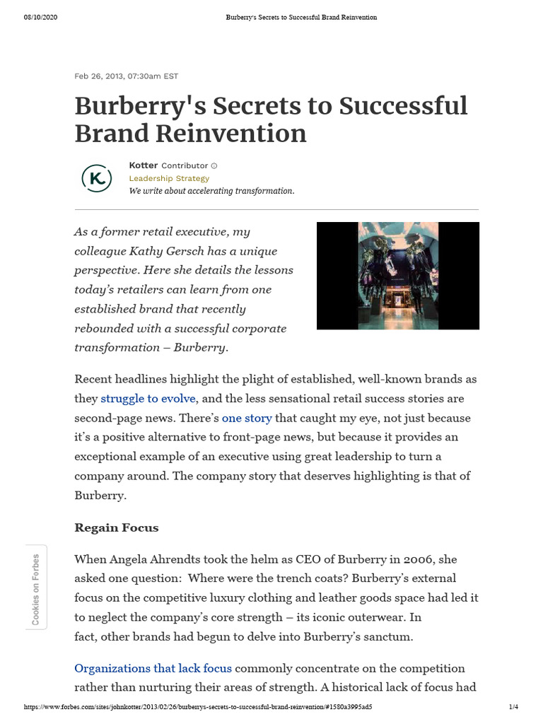 Burberry - S Secrets To Successful Brand Reinvention | PDF
