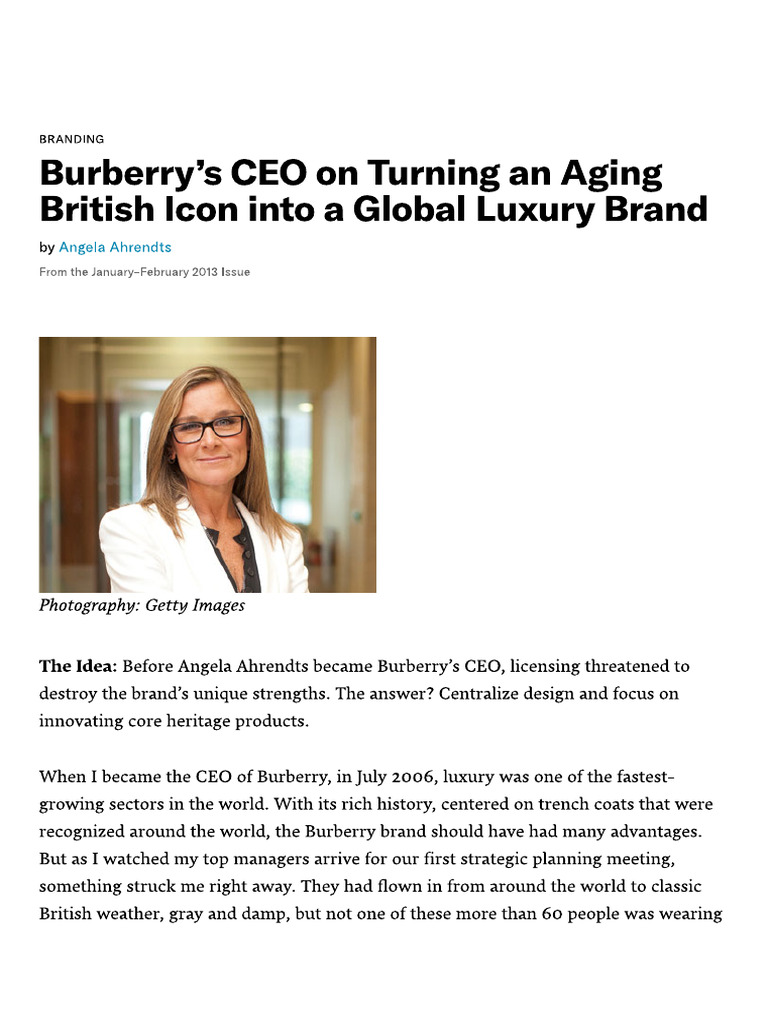 Burberry's CEO On Turning An Aging British Icon Into A Global Luxury ...