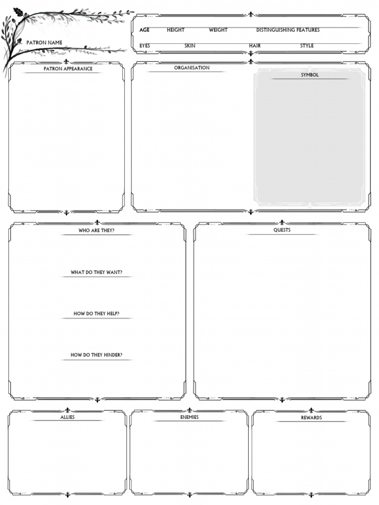 5e_ALWL_Patron_Sheet_Form_Fillable | PDF