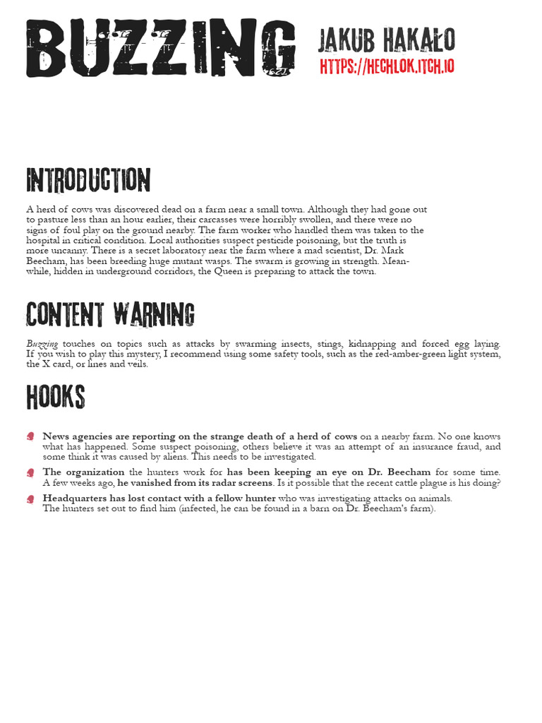 Buzzing 1.0 Printer Friendly | PDF | Wasp