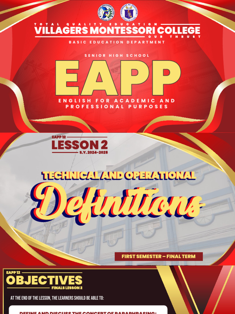 Senior High EAPP Lesson Guide | PDF | Jargon | Definition