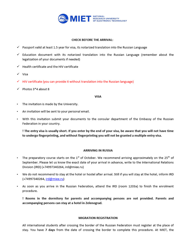 Information letter MIET for students who enter on paid basis | PDF ...