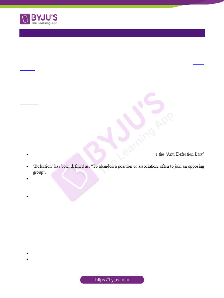 10th Schedule: Anti-Defection Law Explained | PDF | Justice | Crime ...