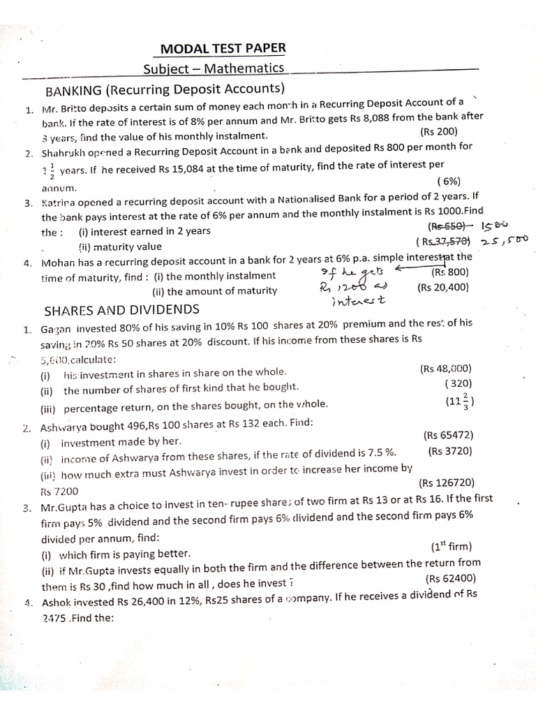 Model Test Paper... Mathematics | PDF