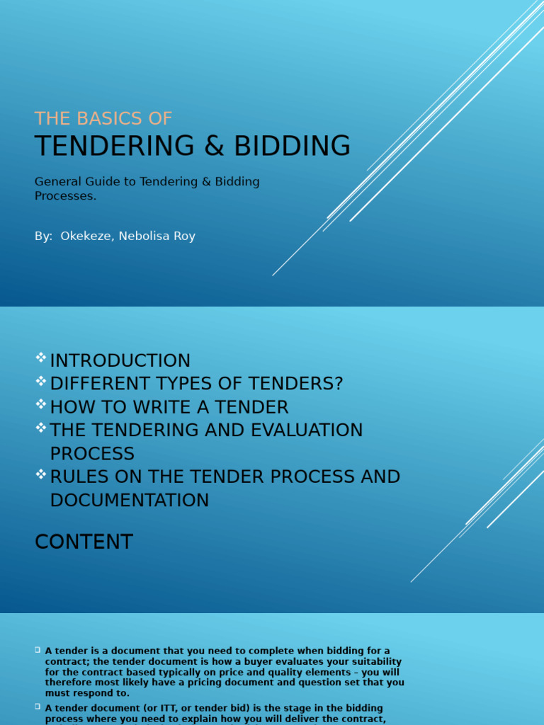 The Basics of Tendering | PDF | Business