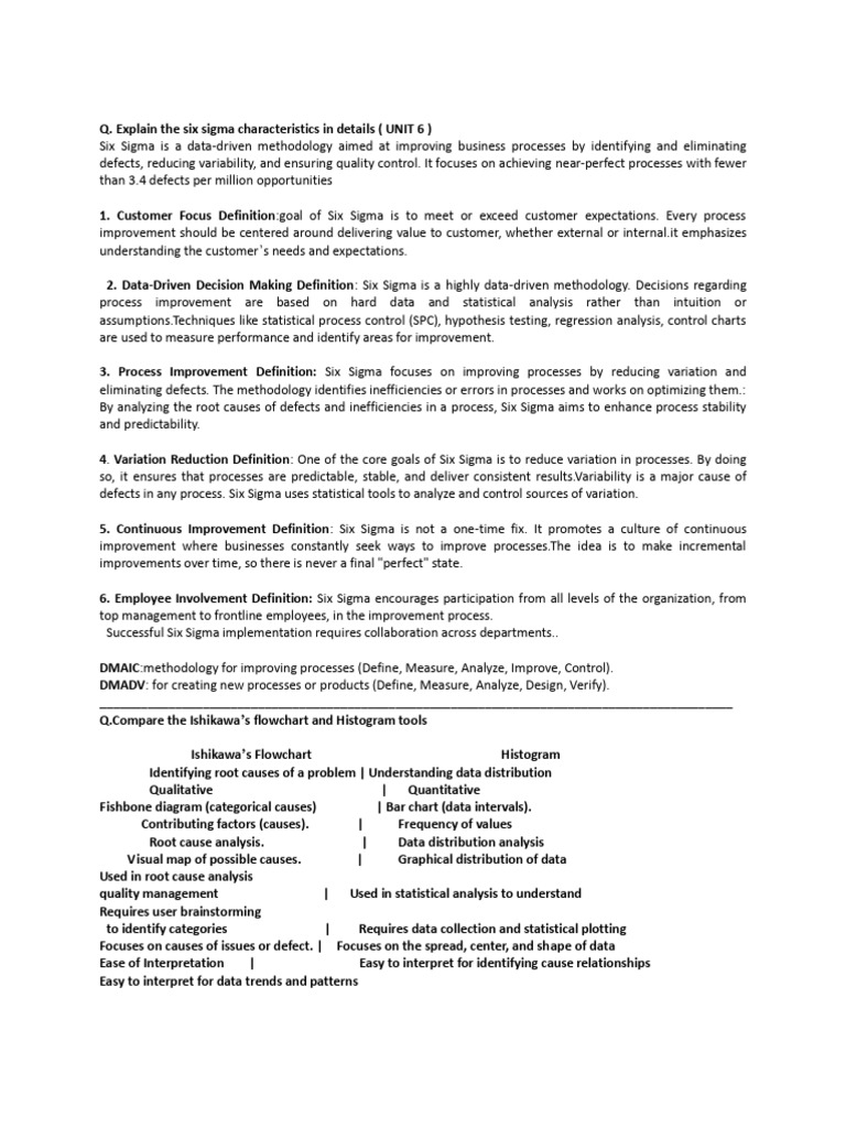 STQA U6 | PDF | Six Sigma | Quality Management System