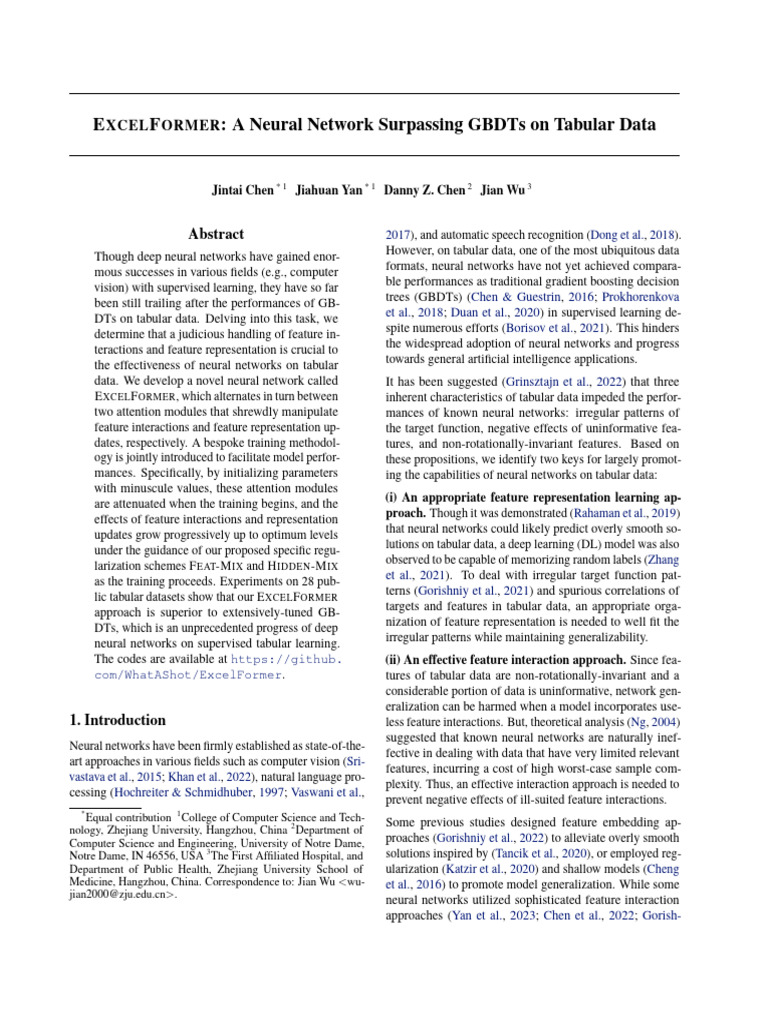 ExcelFormer A Neural Network Surpassing GBDTs On Tabular Data | PDF | Artificial Neural Network ...