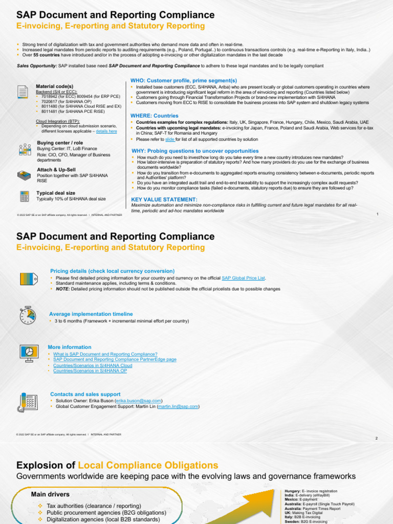 SAP Document and Reporting Compliance - FactSheet For Partners | PDF ...