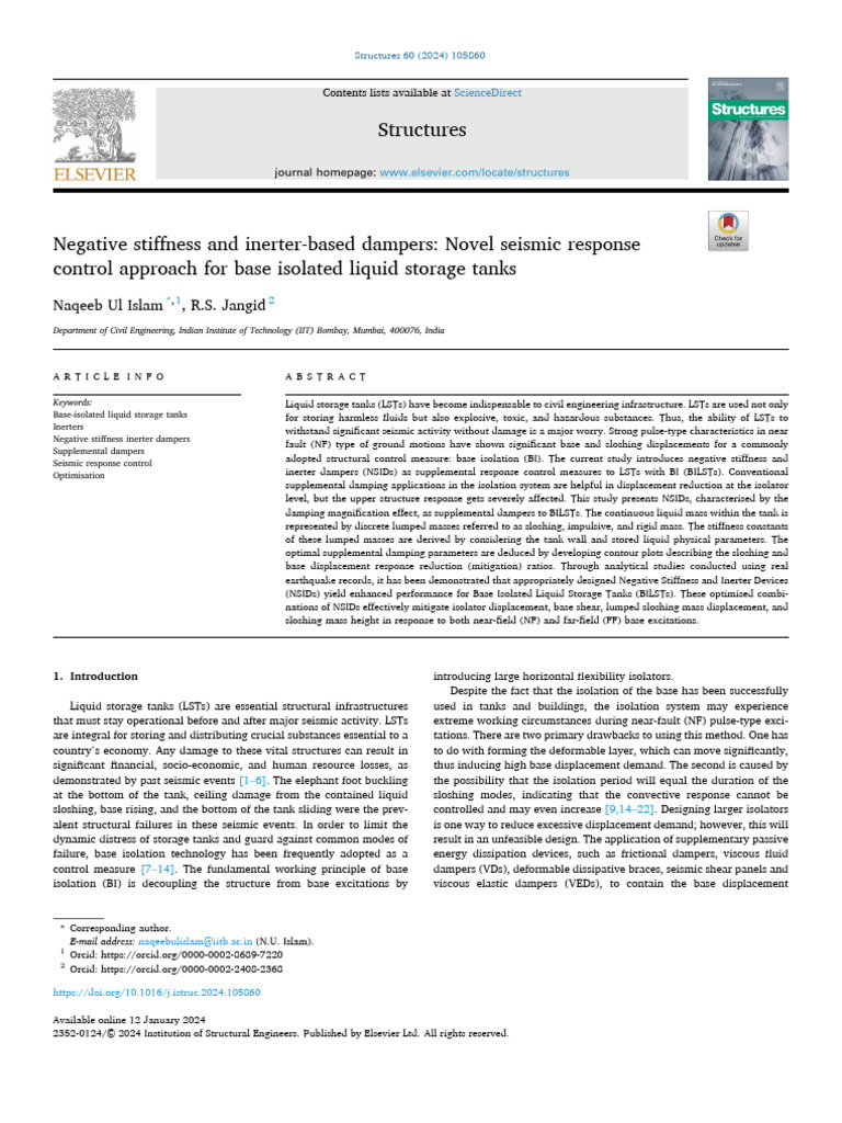 Negative stiffness and inerter-based dampers- Novel seismic response ...