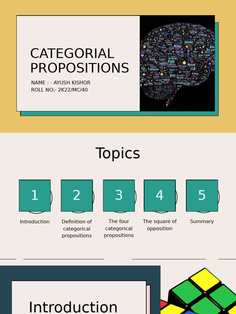 Categorial Propositions: Name: - Ayush Kishor ROLL NO - 2K22/MC/40 ...