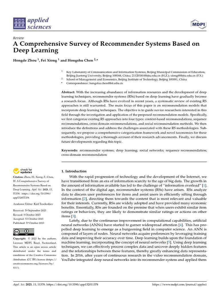 A Comprehensive Survey of Recommender Systems Based on Deep Learning ...