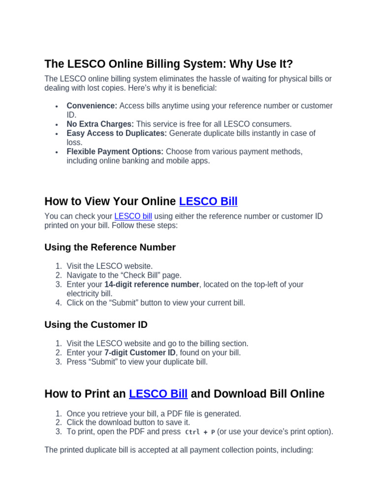 LESCO Online Bill Check Guide | PDF | Efficient Energy Use | Automated ...