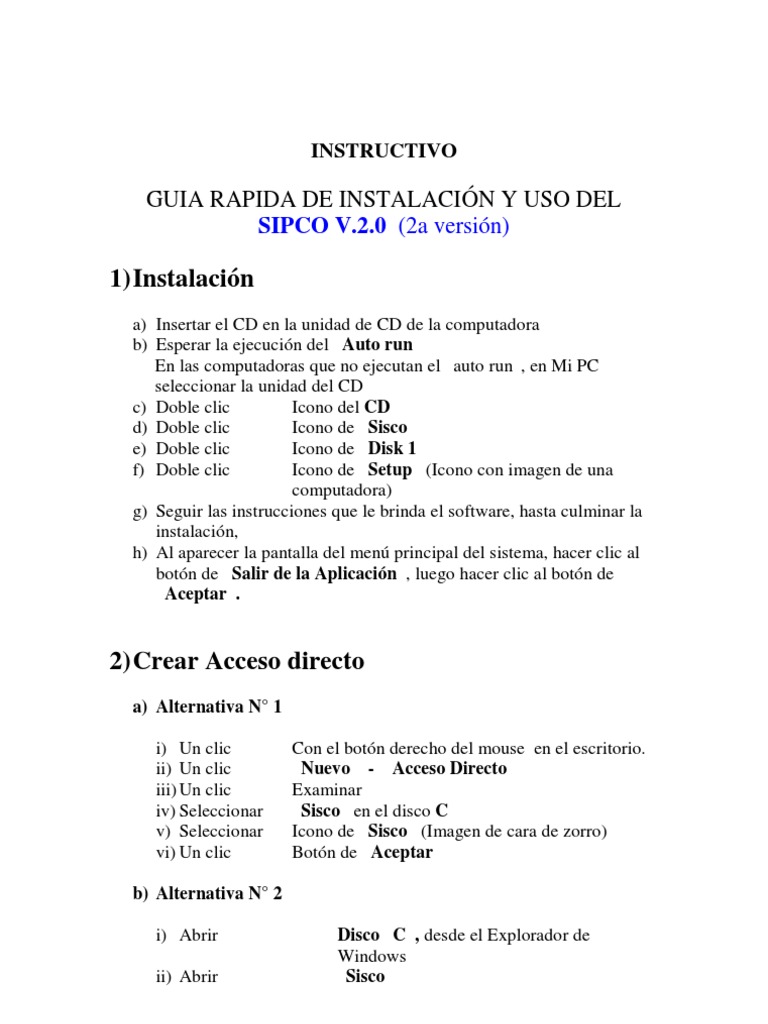 Instructivo de Sipco | PDF | Haga doble clic | Point and Click