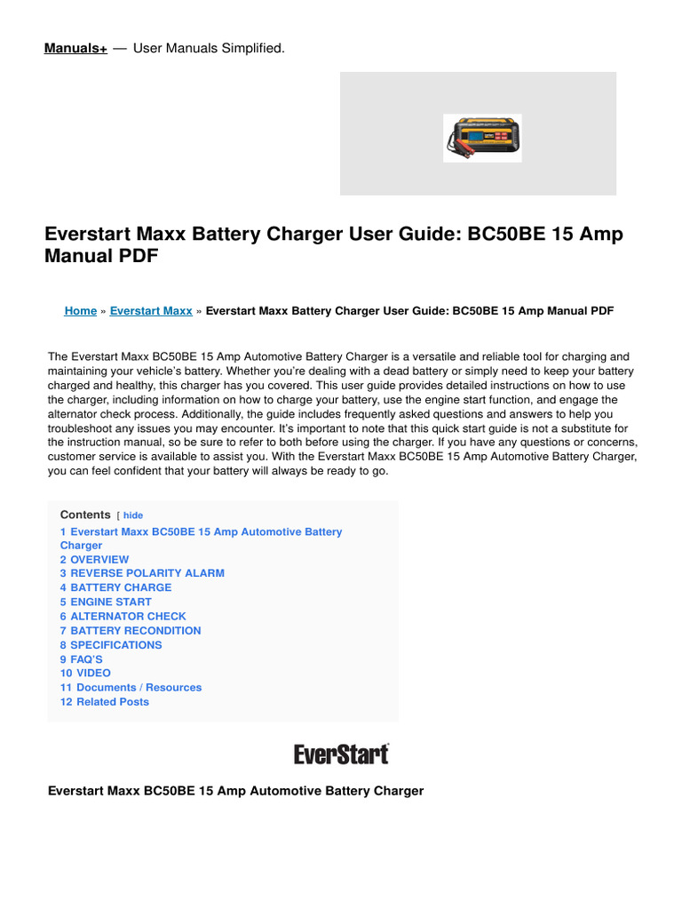 Ever Start MAXX 15 Amp Automotive Battery Charger | PDF | Battery Charger | Electronics