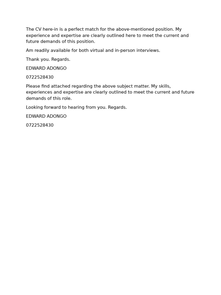 Edward Adongo CV for Job Application | PDF