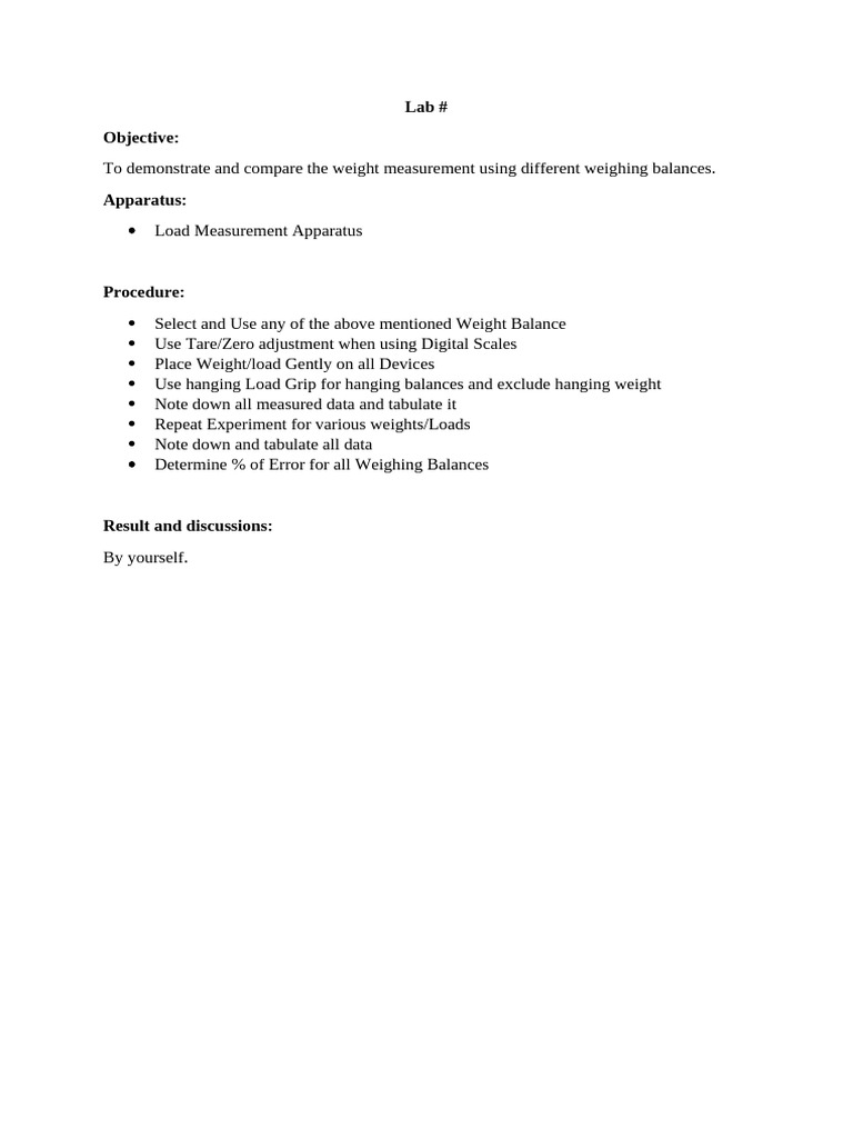 Procedure (Weight Measurement) | PDF