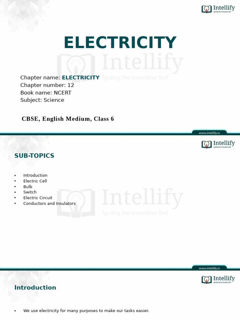 Class 6 - Chapter - 12 - Electricity | PDF