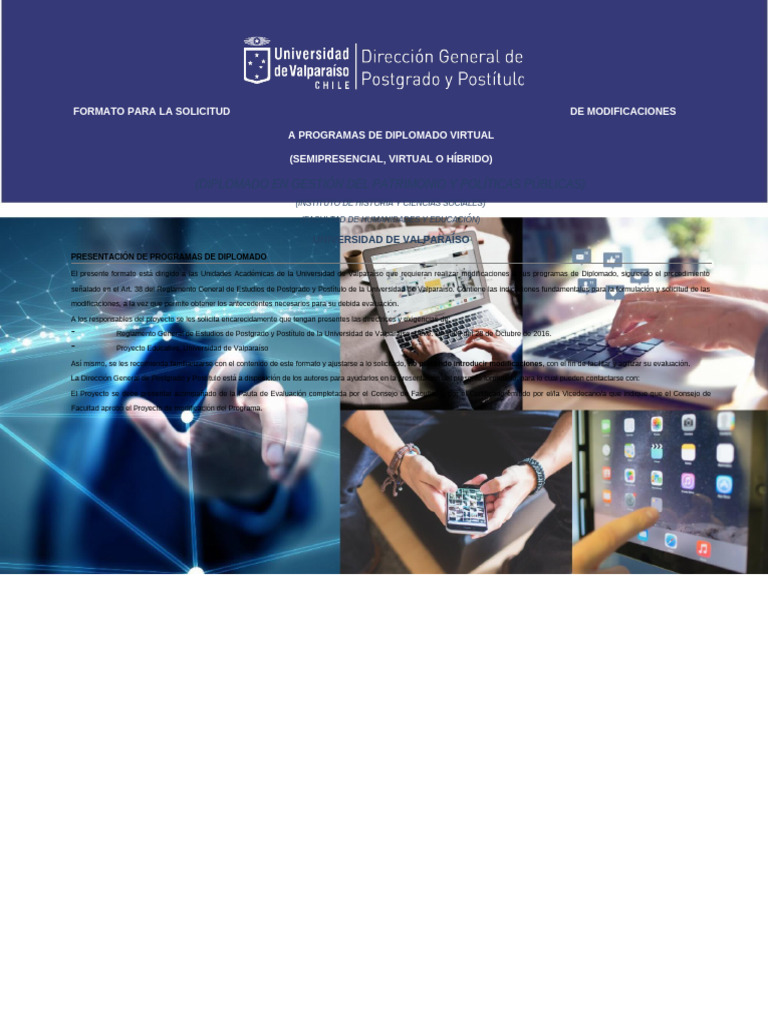 FORMATO PARA LA MODIFICACIÓN DE PROGRAMAS DE DIPLOMADO VIRTUAL DGPP - 412 (Actualizado 2023 ...