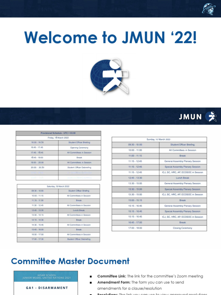 JMUN Committee Presentation 1 | PDF | Clause | Meetings