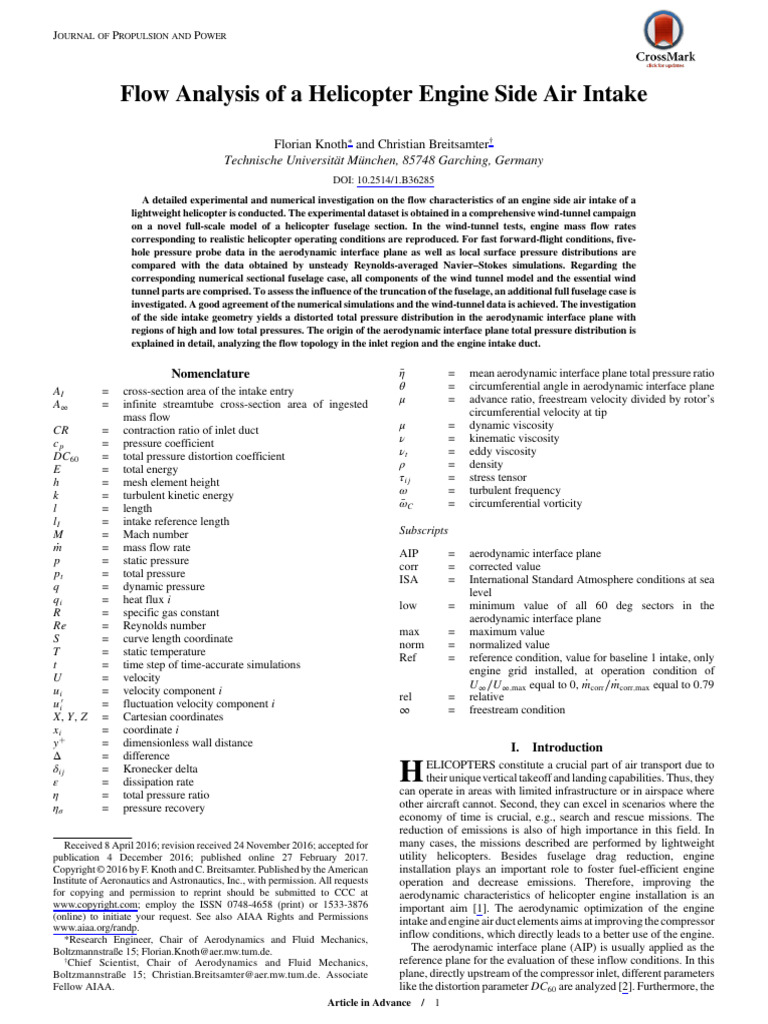 Helicopter Engine Air Intake Flow Analysis | PDF | Wind Tunnel | Aircraft