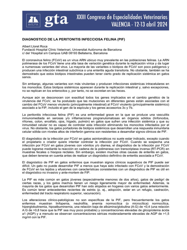 3357-PATOLOGIA Y NEUROLOGIA-Diagnostico de La PIF-LLORET | PDF | Fluido cerebroespinal | Virus