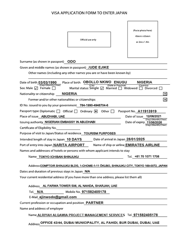 Visa Application Form | PDF