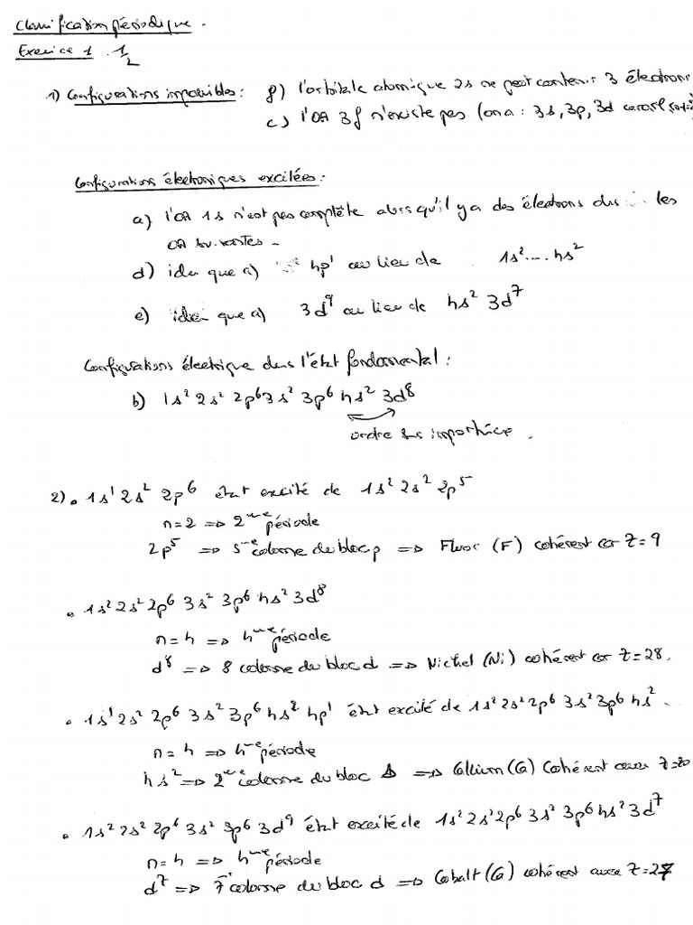 LYDEX_MPe_Structure électronique 02_Classification périodique_Exercices_Corr | PDF